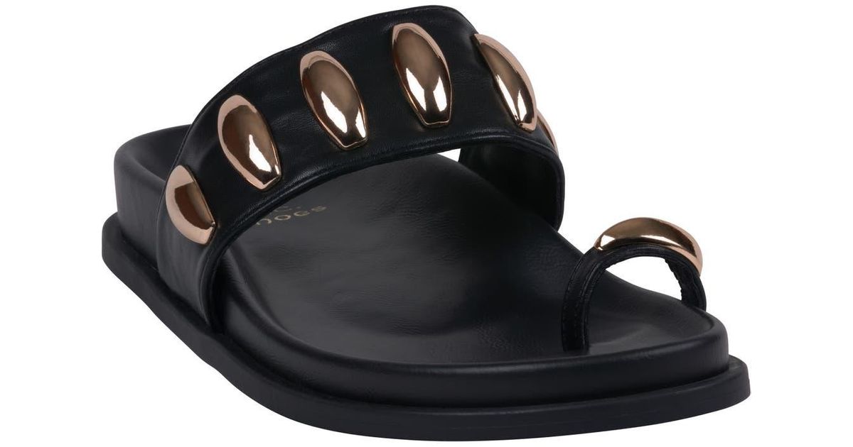 Gc Shoes Toe Loop Slide Sandal in Black | Lyst