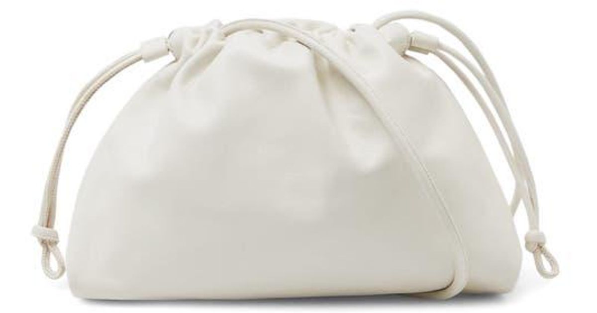 COS Leather Drawstring Bucket Bag in White | Lyst