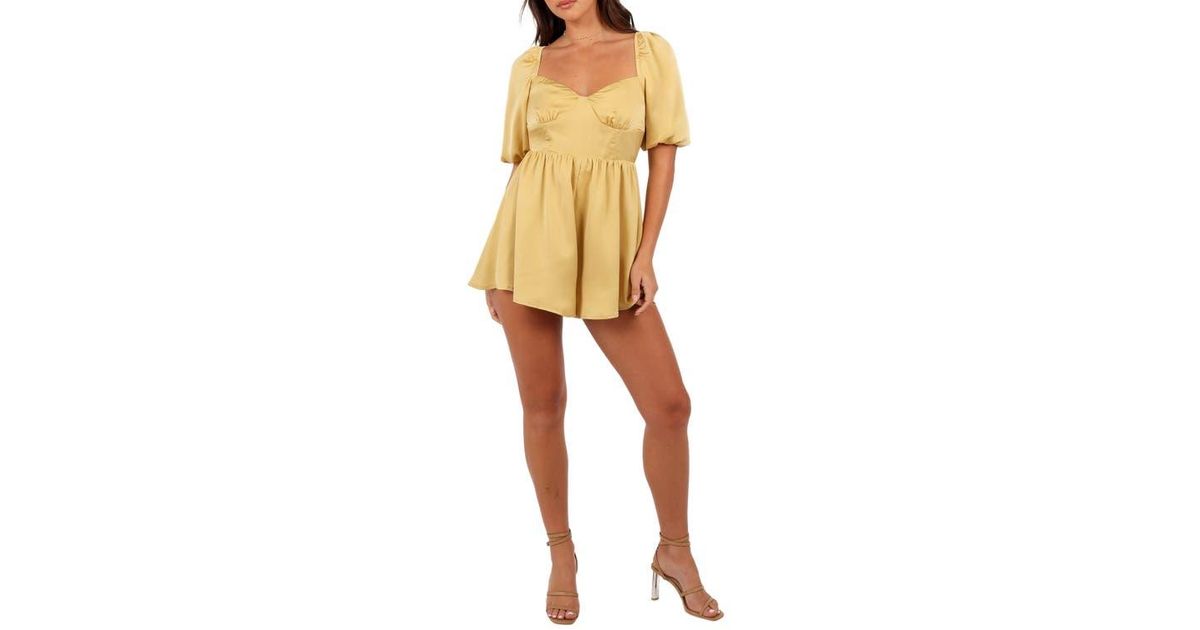 Petal & Pup Billie Open Back Satin Romper | Lyst