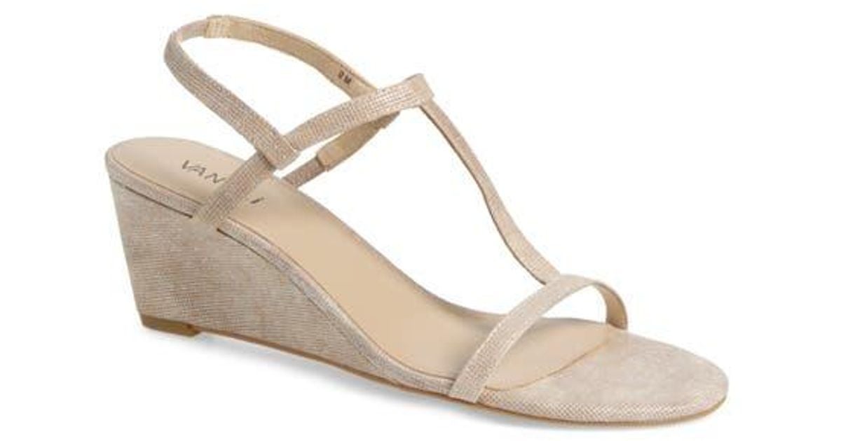 Vaneli Mohan T-Strap Wedge Sandal in Natural | Lyst