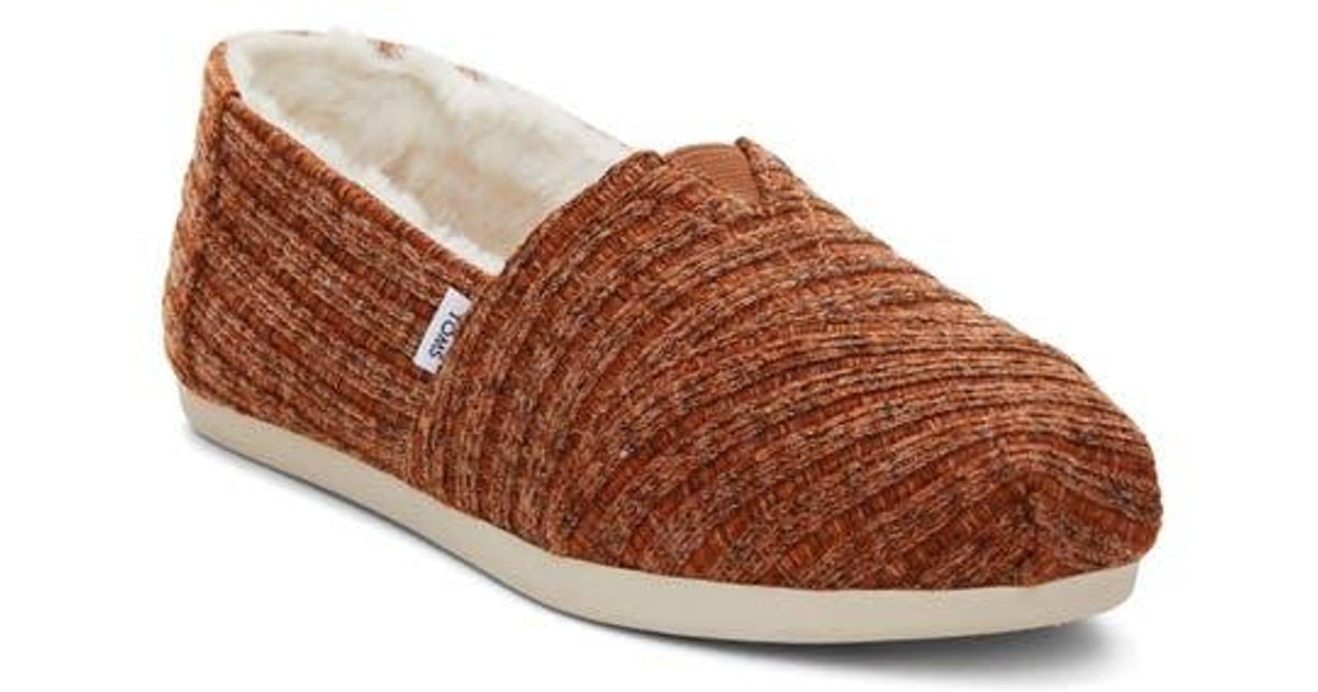 TOMS Alpargata Rib Faux Fur Lined Slip-On in Brown | Lyst