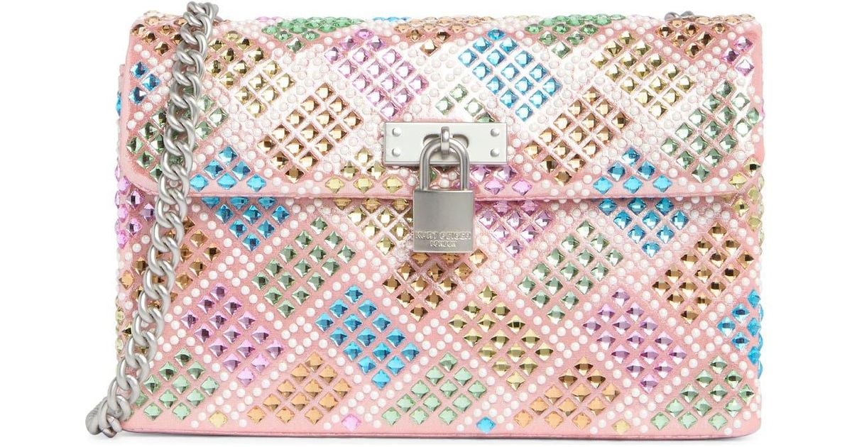 Kurt Geiger Mini Brixton Crystal Lock Bag in Pink | Lyst