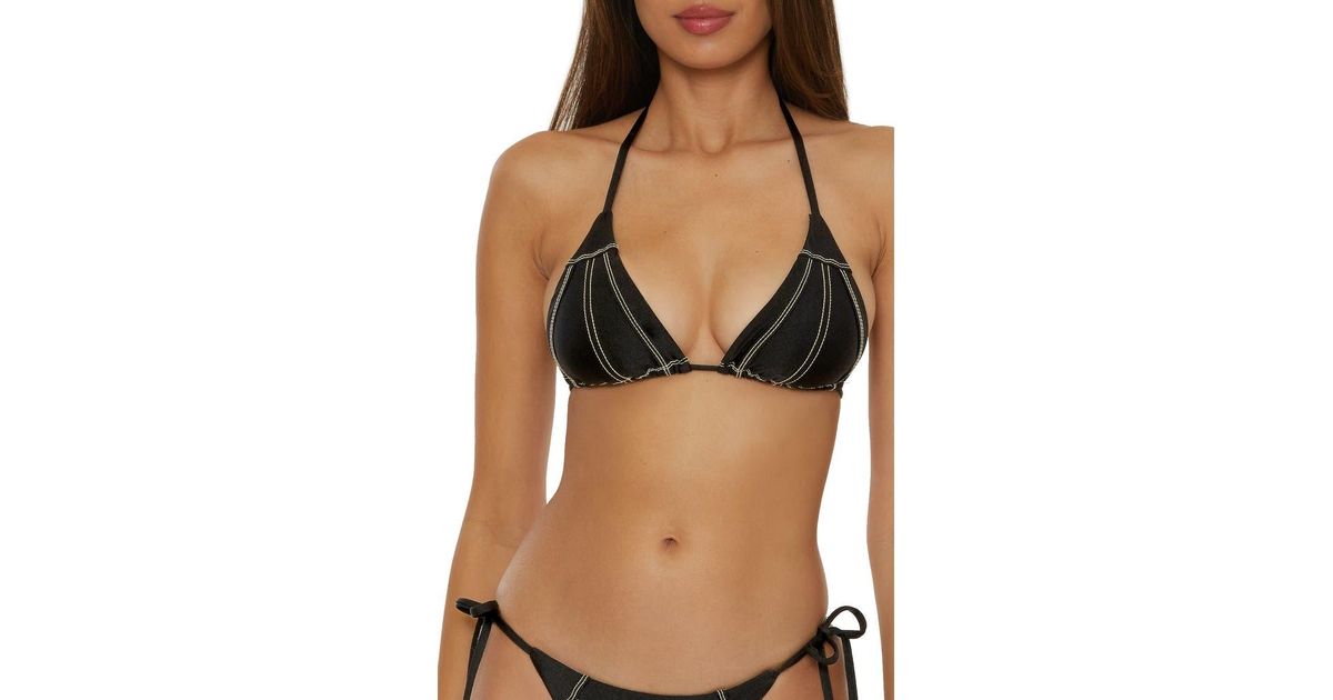 Becca Color Sheen Triangle Bikini Top in Black | Lyst