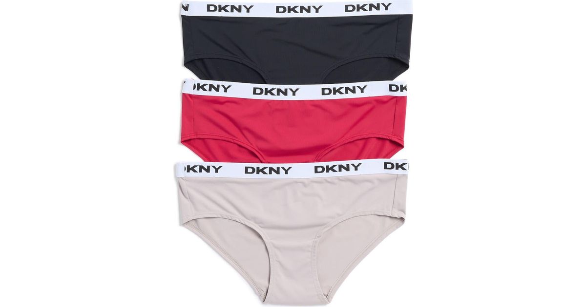 DKNY 3-Pack Assorted Contrast Logo Hipsters in Red | Lyst