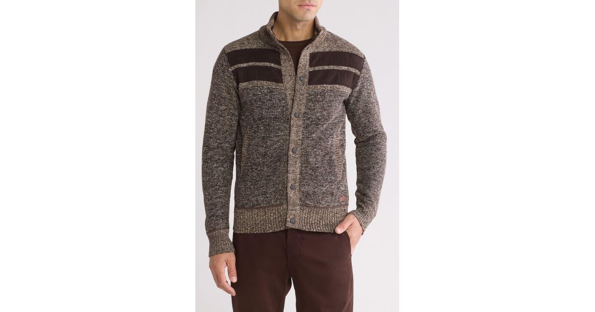 Buffalo David Bitton Weaver Snap Front Knit Jacket in Brown for Men | Lyst