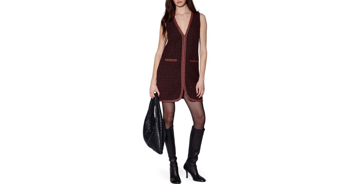 Walter Baker Evie Sleeveless Tweed Dress in Red | Lyst