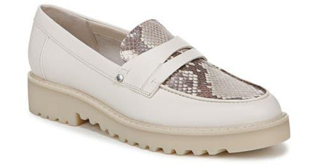 Franco Sarto Cassandra Snakeskin Print Penny Loafer in White | Lyst