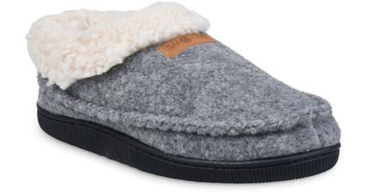GAAHUU Faux Shearling Lined Slipper in Gray | Lyst