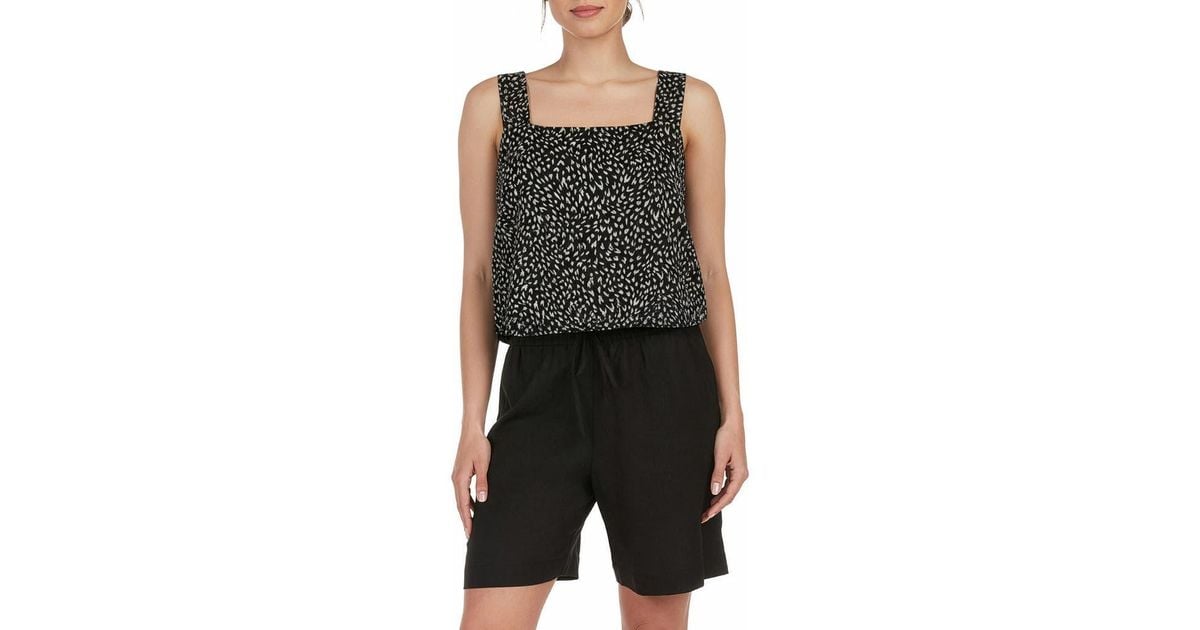 Matty M Back Button Square Neck Tank in Black | Lyst