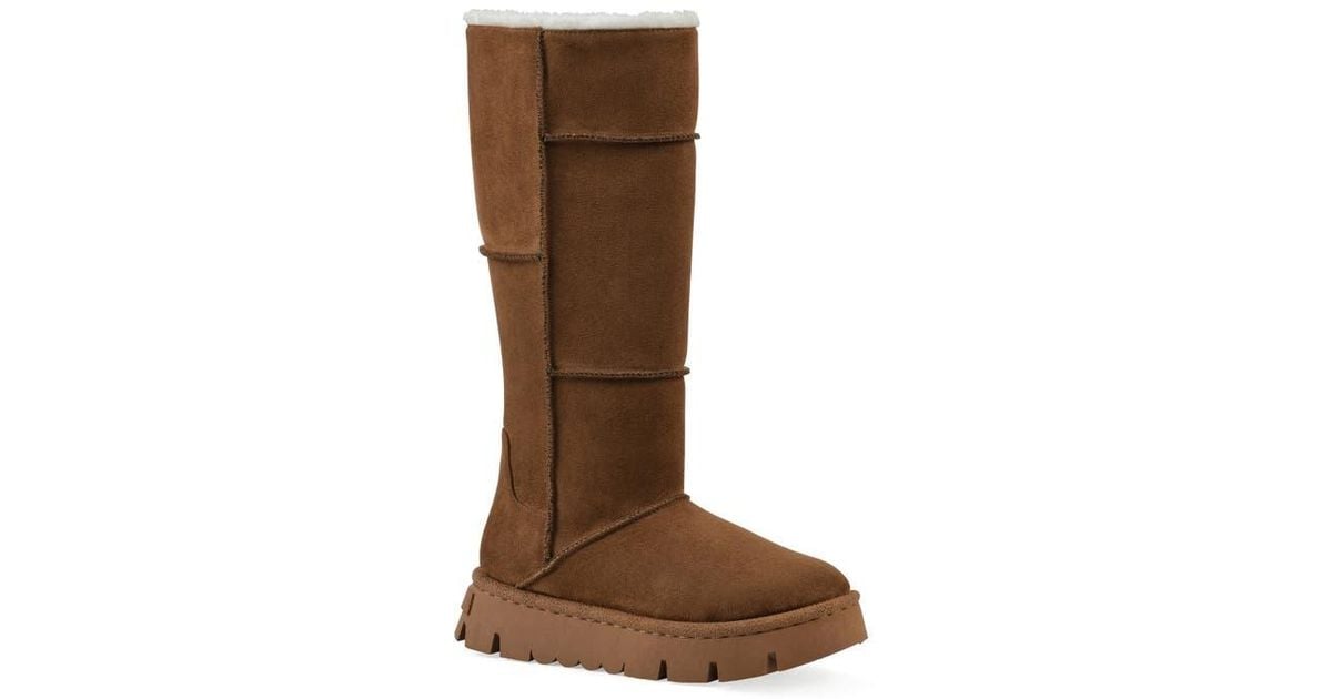 White Mountain Tru Faux Shearling Boot in Brown | Lyst
