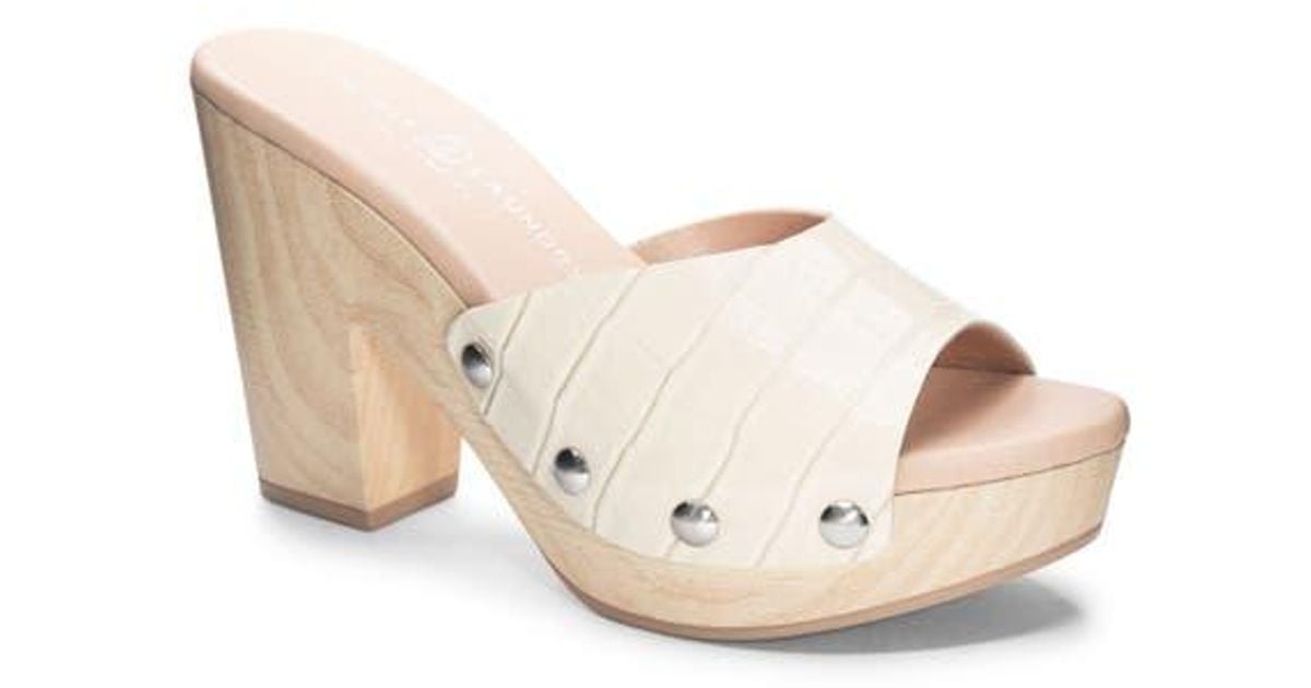 Chinese Laundry Forever Croc Embossed Platform Slide Sandal in Natural ...