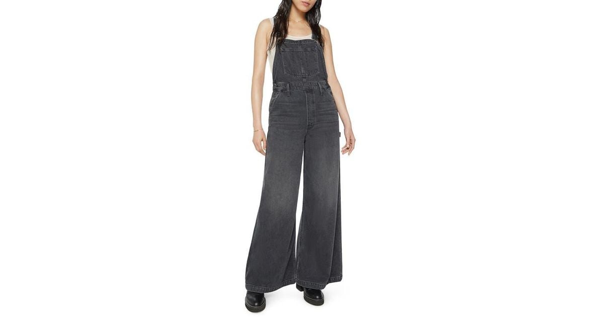 Mother Snacks! The Sugar Cone Wide Leg Overalls in Black | Lyst