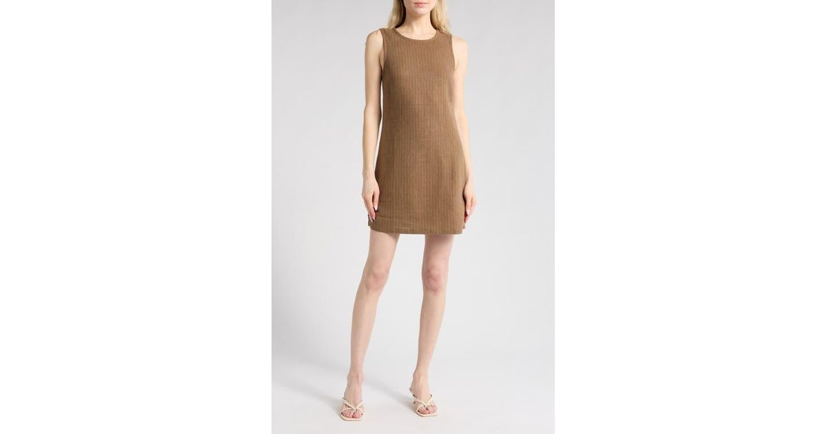 WeWoreWhat Stripe Linen Blend A-Line Muscle Dress in Natural | Lyst