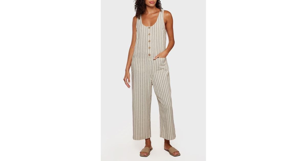 Matty M Francis Straight Leg Linen Blend Jumpsuit in Natural | Lyst
