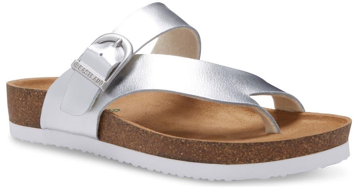 Eastland Shauna Toe Loop Slide Sandal in Metallic | Lyst