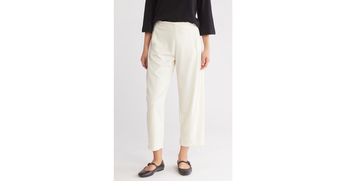 Max Studio Twill Knit Barrel Leg Pants in Natural | Lyst