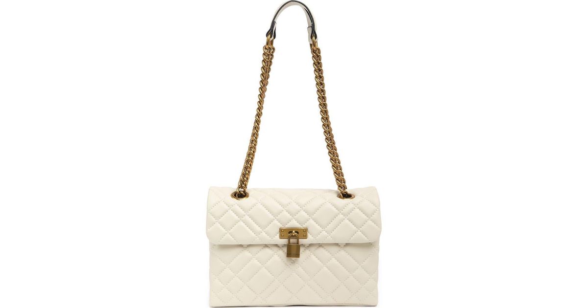 Kurt Geiger Brixton Lock Leather Shoulder Bag in Natural | Lyst