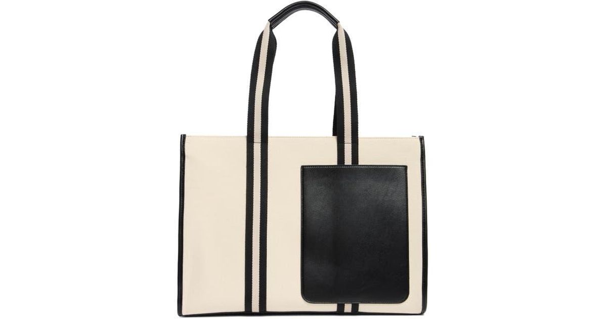 BCBGMAXAZRIA Contrast Pocket Canvas Tote Bag in Black | Lyst