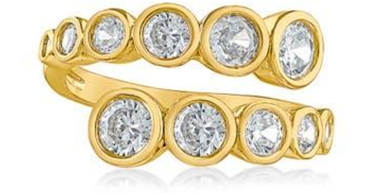CZ by Kenneth Jay Lane Bezel Set Cubic Zirconia Bypass Ring in Metallic ...