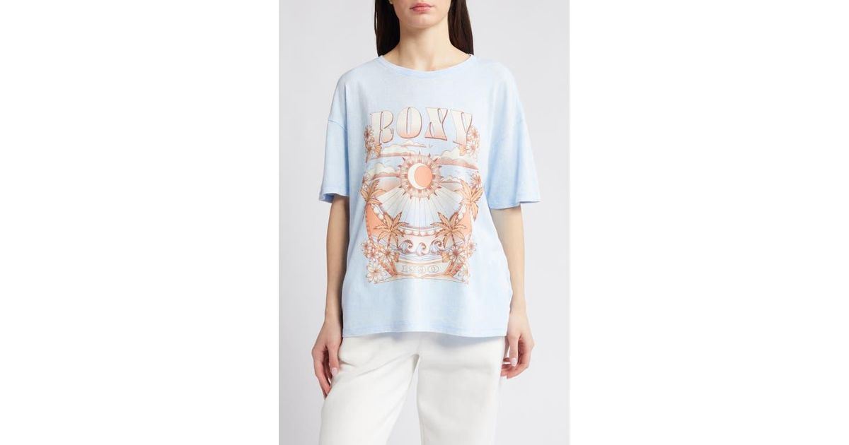Roxy Star Chart Oversize Cotton Graphic T-Shirt in White | Lyst