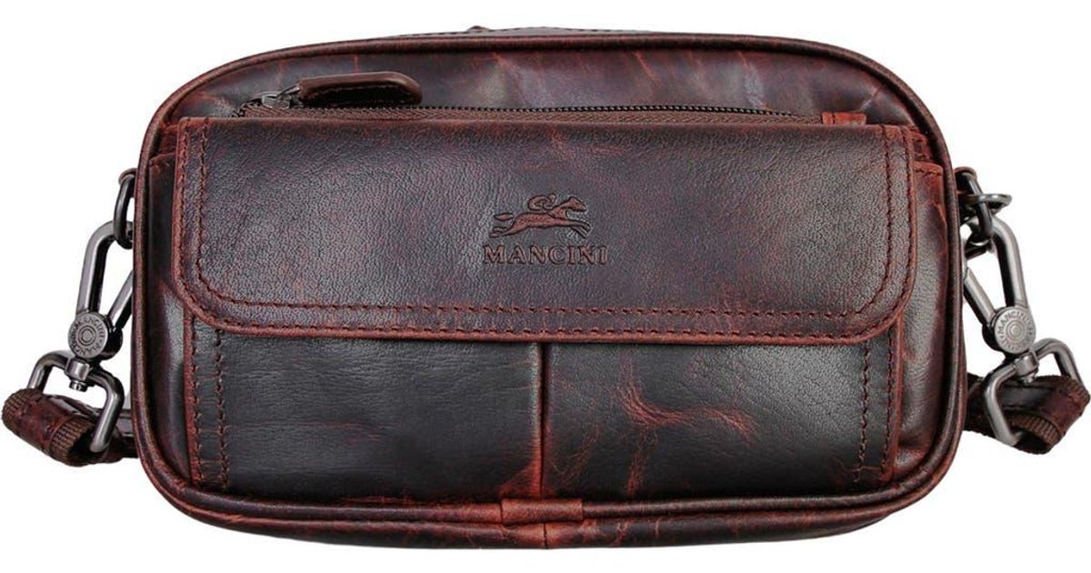 Mancini Buffalo Leather Organizer Crossbody Bag in Brown for Men | Lyst