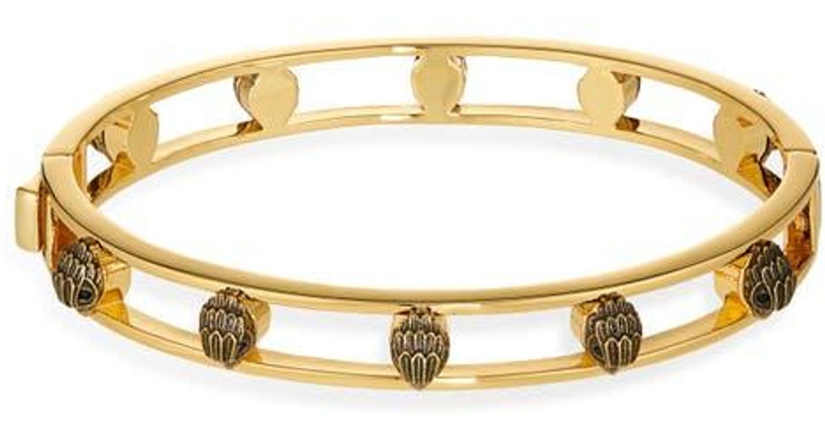Kurt Geiger Micro Eagle Open Work Hinge Bangle Bracelet in Metallic | Lyst
