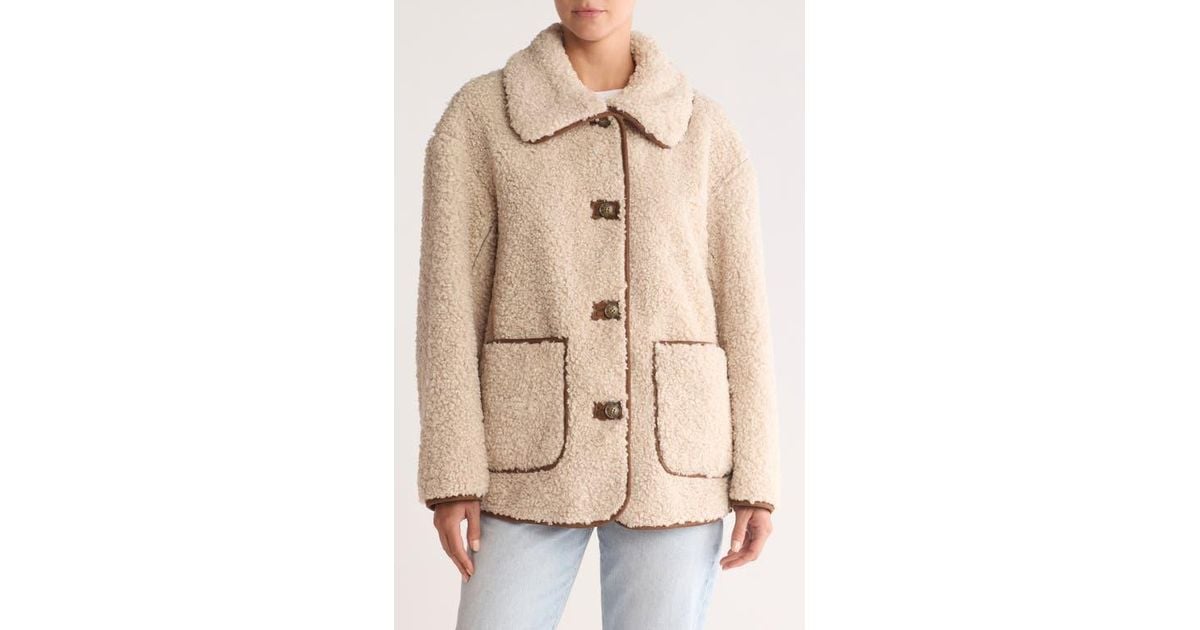 Lucky Brand Reversible Faux Shearling & Faux Suede Barn Jacket in ...