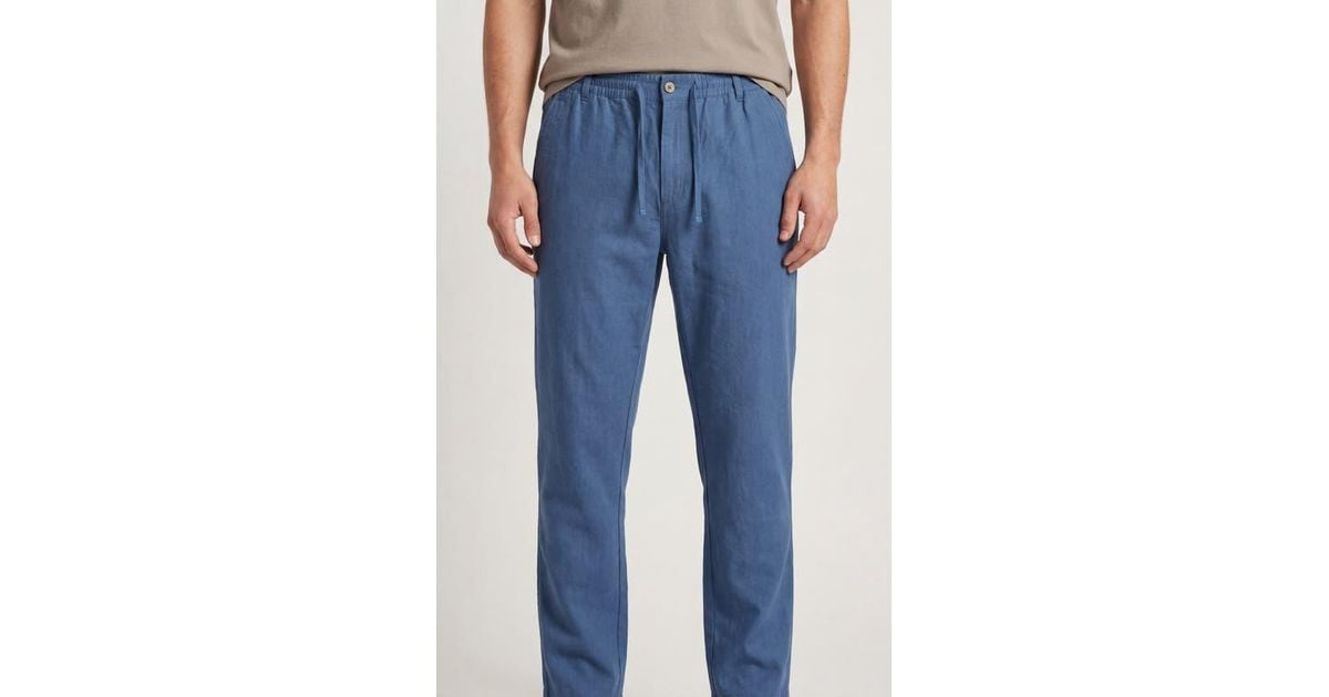 Burnside Linen & Cotton Blend Pants in Blue for Men | Lyst