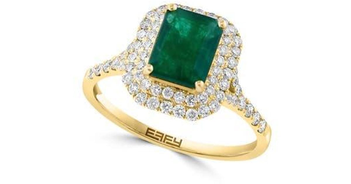Effy Diamond Emerald Cocktail Ring in Green | Lyst