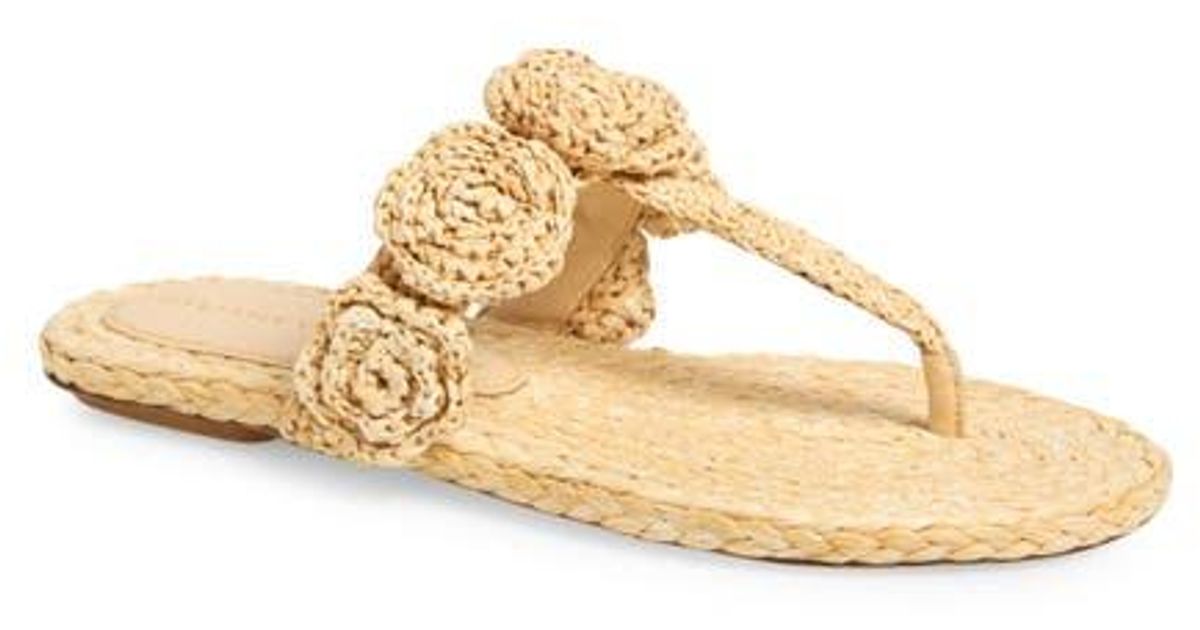 Stuart Weitzman Magnolia T-Strap Flip Flop in Natural | Lyst