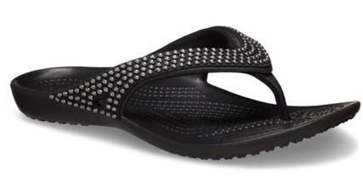 Crocs™ Kadee Ii Rhinestone Flip Flop Sandal in Black | Lyst