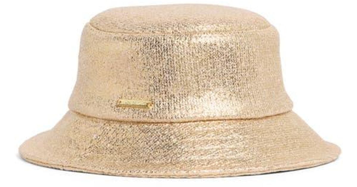 Vince Camuto Metallic Paper Straw Bucket Hat in Natural | Lyst