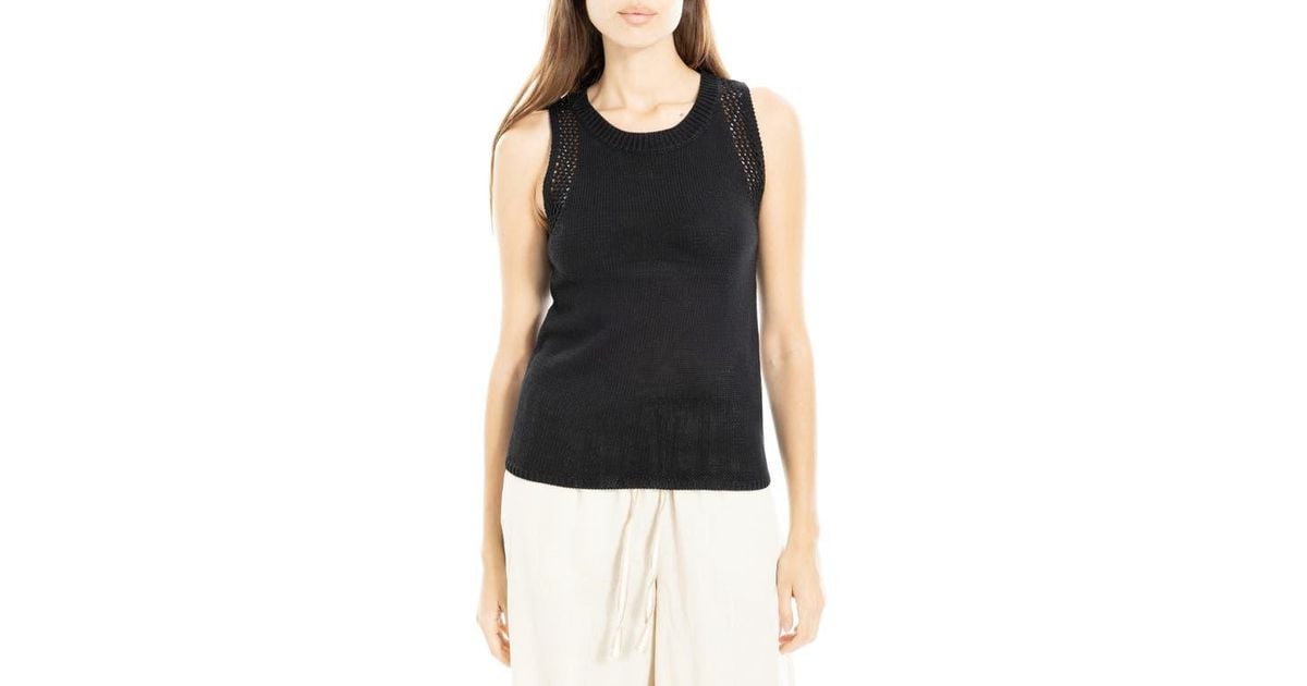 Max Studio Pointelle Stitch Crocheted Tank in Black | Lyst