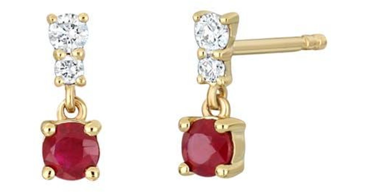 Bony Levy El Mar Ruby & Diamond Pavé Drop Earrings in White | Lyst