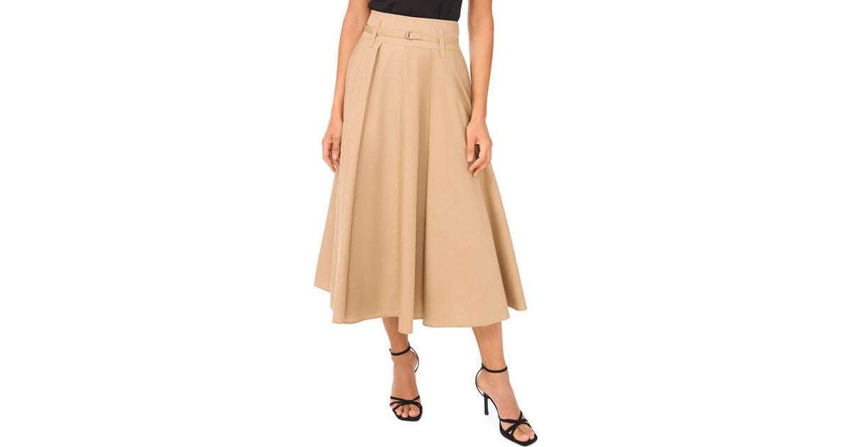 Ted Baker Pleated Belt A-Line Skirt in Natural | Lyst