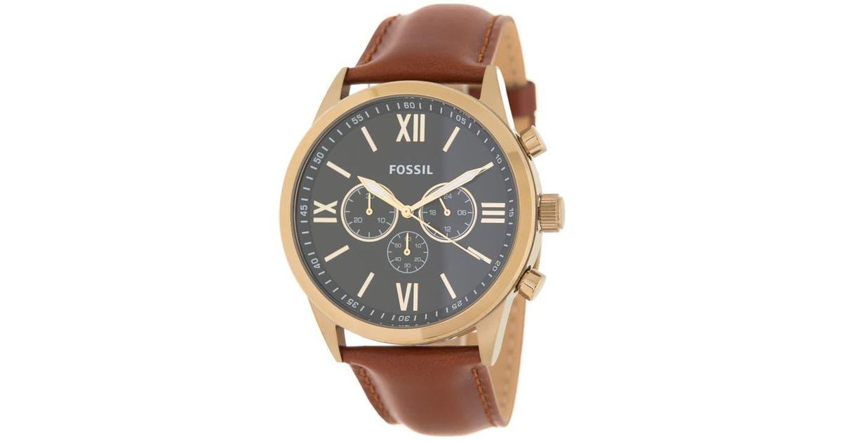Fossil Flynn Chronograph Leather Strap Watch, 48Mm in Gray for Men | Lyst