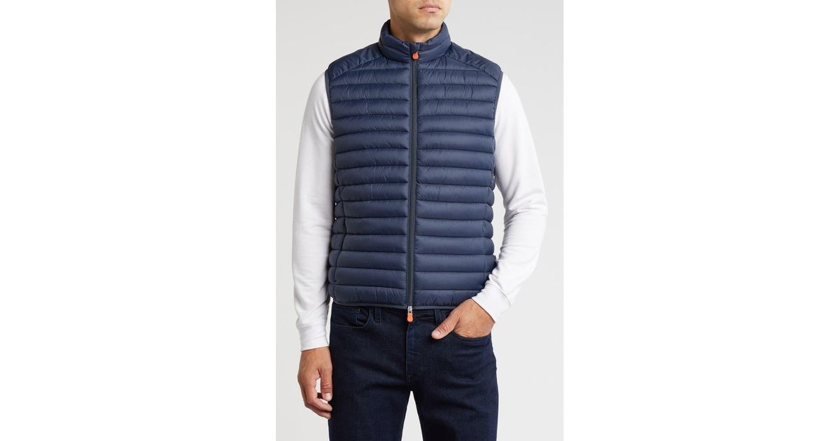Save The Duck Water Repellent Packable Puffer Vest in Blue for Men | Lyst