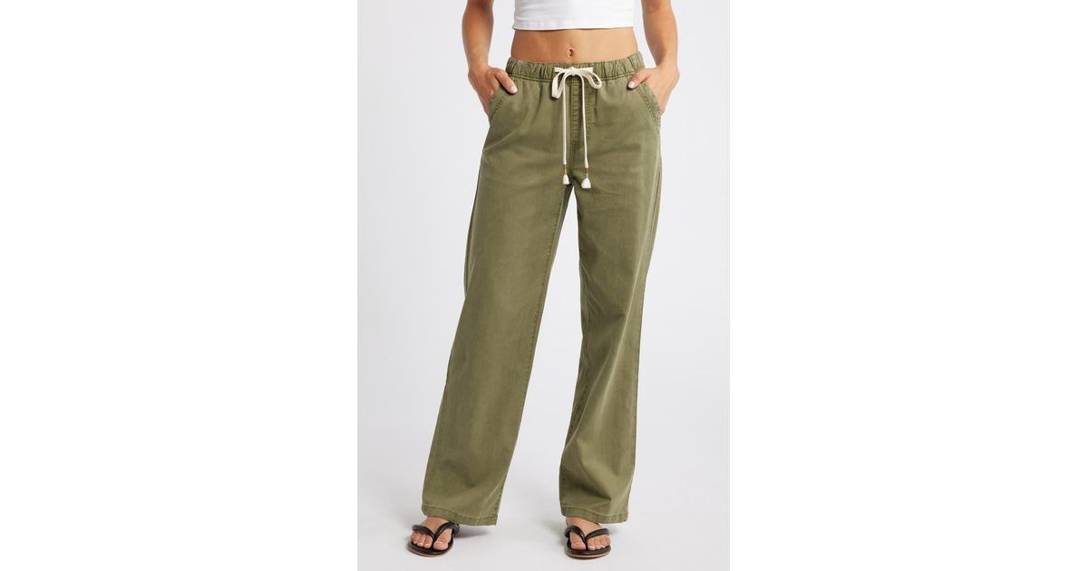 Roxy Sunset Dream Twill Wide Leg Pants in Green | Lyst