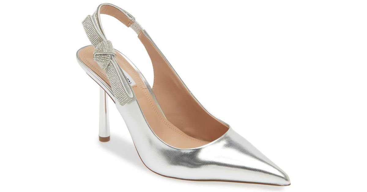 Steve Madden Stefani Metallic Slingback Pump in White | Lyst