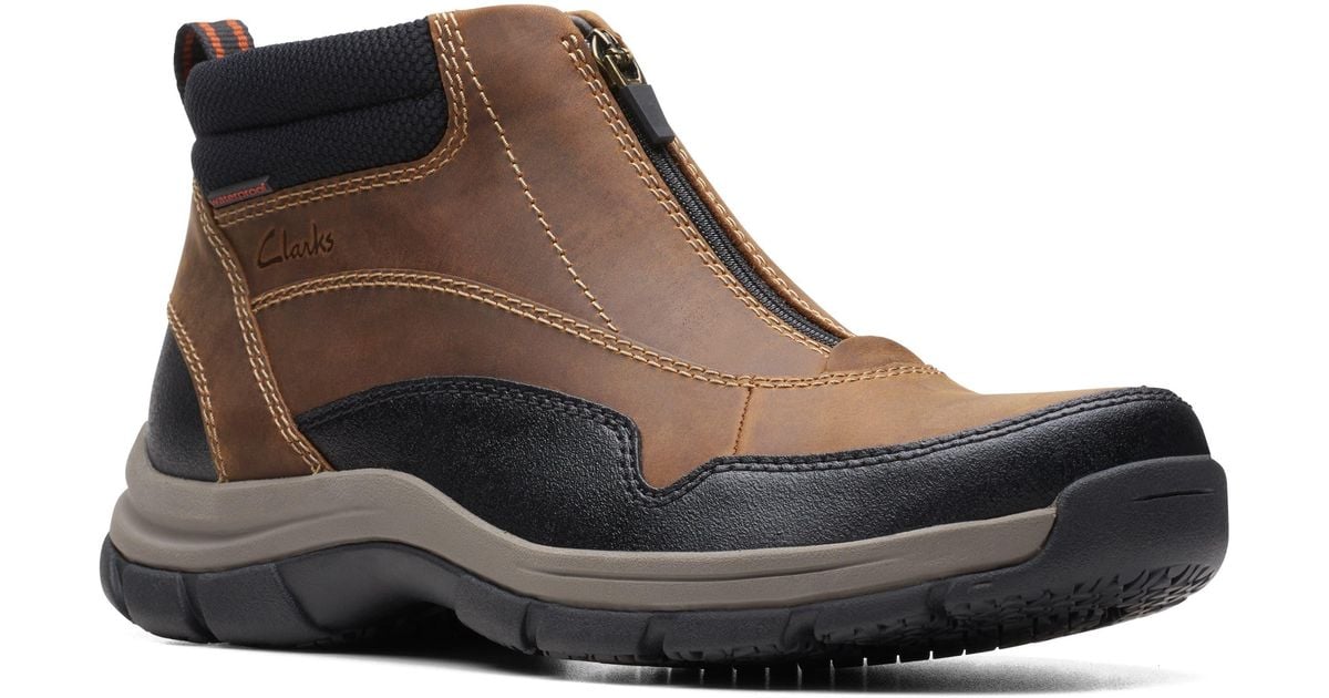Clarks Walpath Waterproof Zip Boot in Brown for Men | Lyst