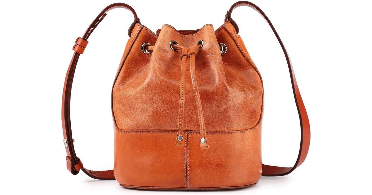 Old Trend Crocus Leather Bucket Bag in Orange | Lyst