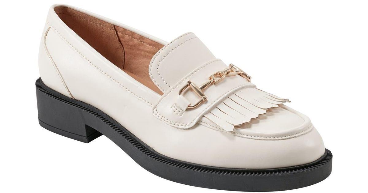 Unisa Kiltie Bit Loafer in White | Lyst