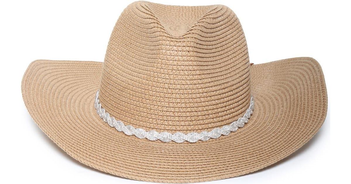 David & Young Bling Band Woven Cowboy Hat in Natural | Lyst