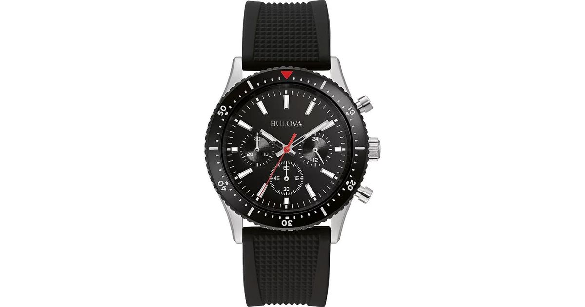 Bulova Classic Rubber Strap Chronograph Watch, 41Mm in Black for Men | Lyst