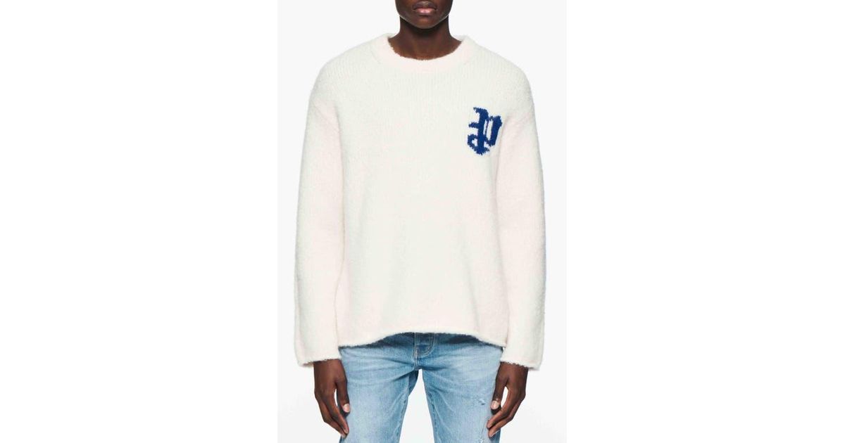 Purple Brand Relaxed Fit Alpaca & Wool Blend Intarsia Logo Pullover in ...