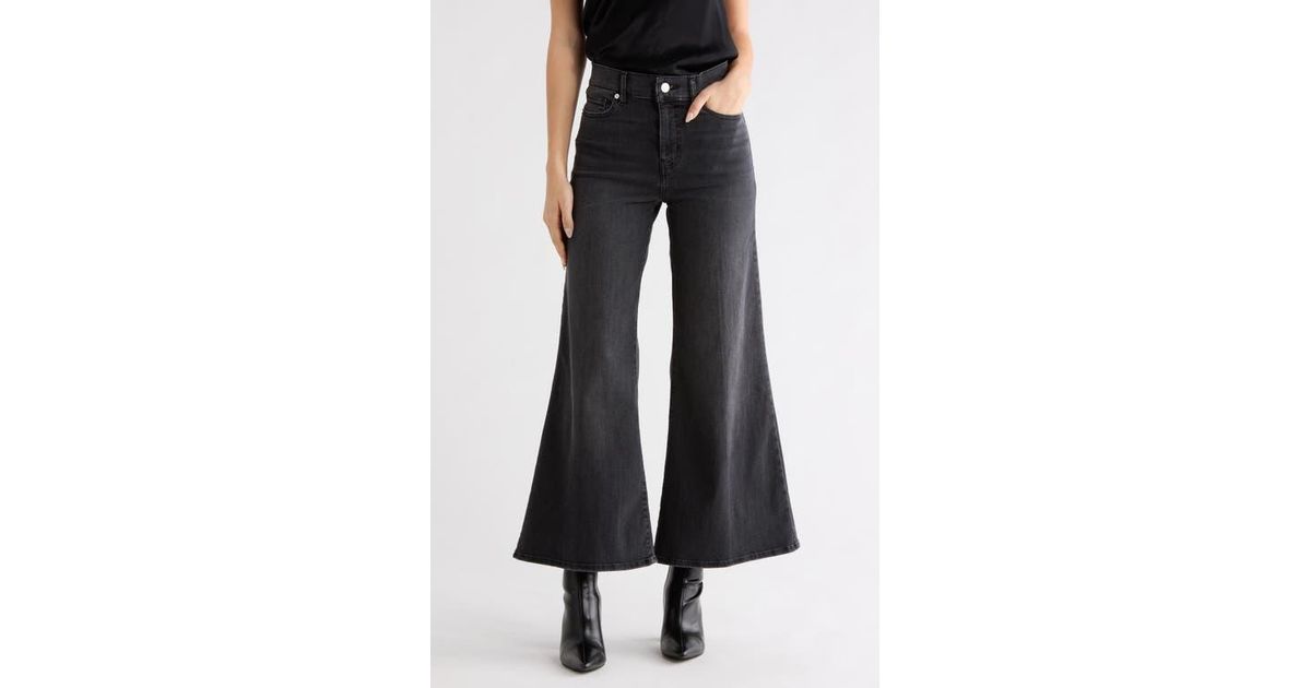 FRAME Le Crop Palazzo Jeans in Black | Lyst