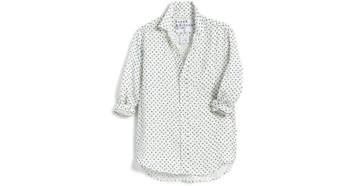Frank & Eileen Eileen Star Print Relaxed Linen Button-Up Shirt in White ...