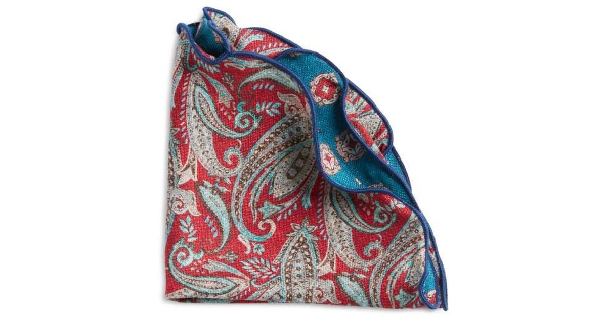 Edward Armah Exploded Paisley & Medallion Silk Pocket Circle in Red for ...