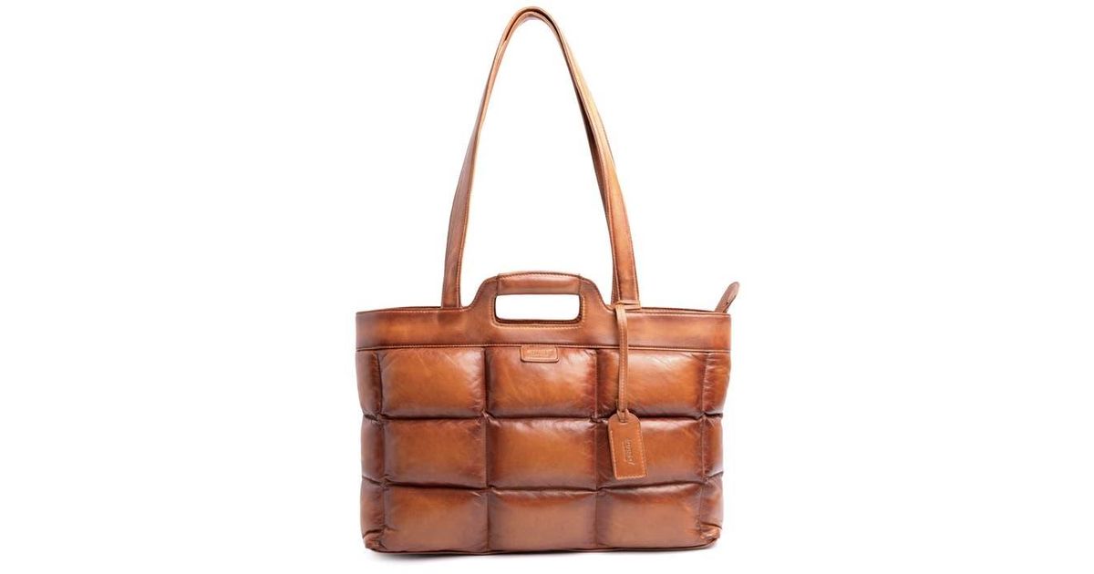Old Trend Puff Clover Leather Tote Bag in Brown | Lyst