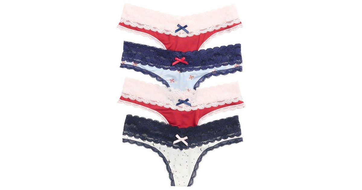 Honeydew Intimates Ahna Assorted 4-Pack Lace Trim Thongs | Lyst